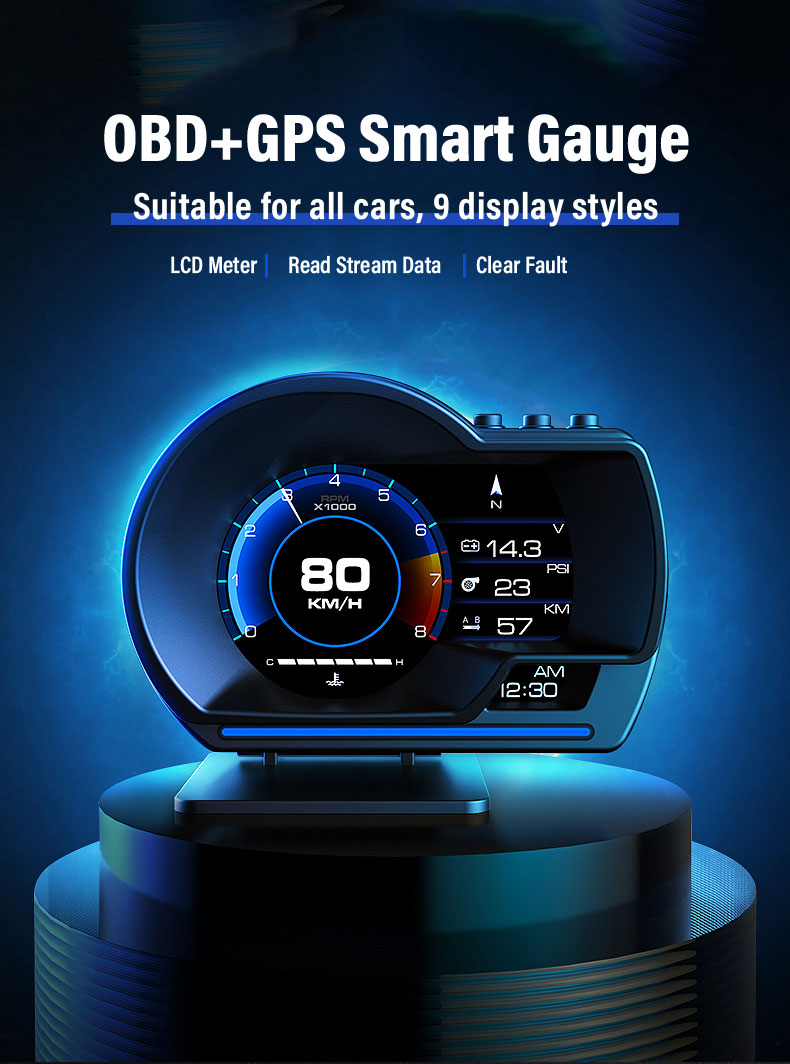 WEITI P6 PRO Car OBD+GPS HUD Meter OBD2 Digital Scanner Speedometer ...