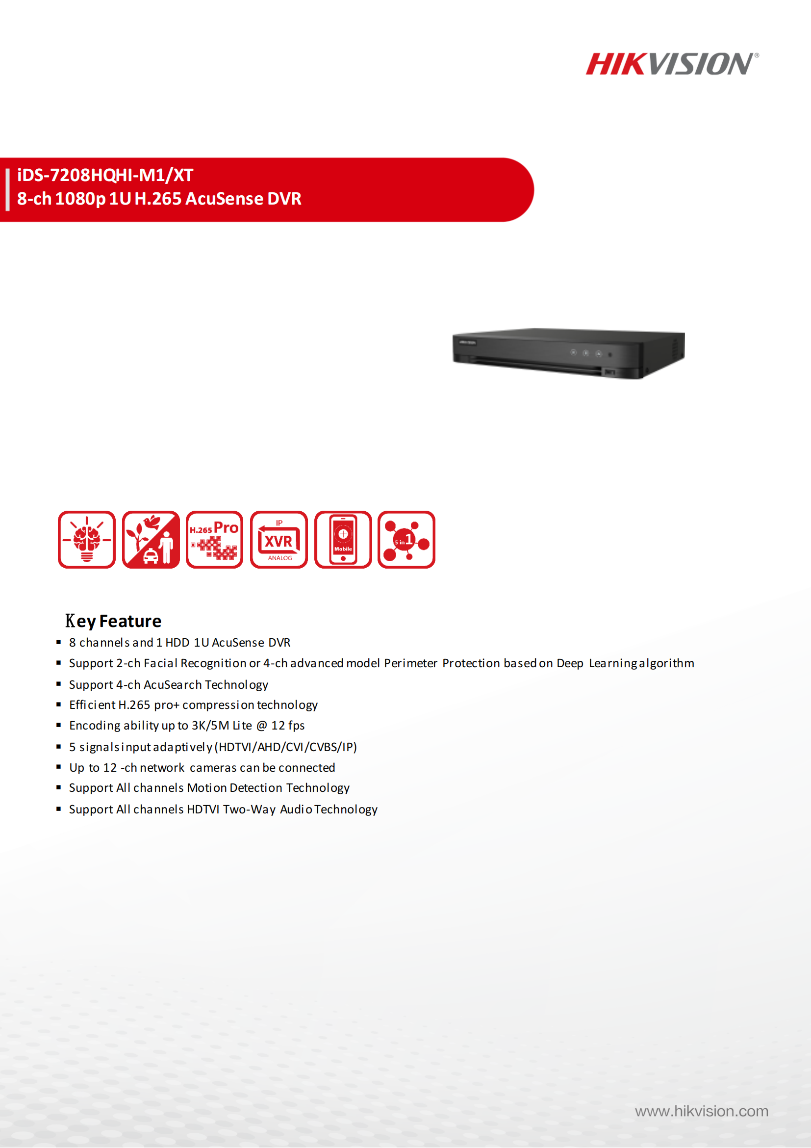 Hikvision 2MP 5MP DVR compatible Two-way Audio camera DVR 4CH/8CH/16CH ...