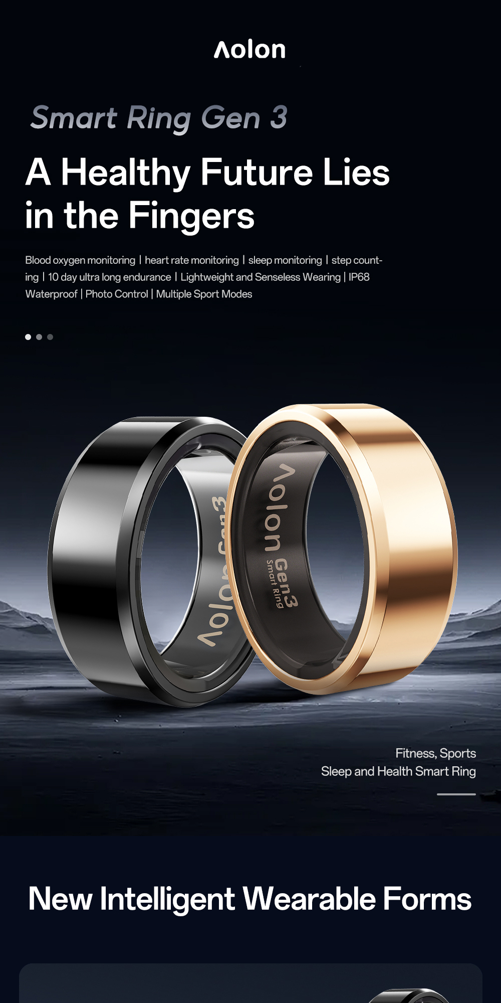 Huafit Aolon Ring Gen3 Smart Ring Swim and Diving Original Health ...
