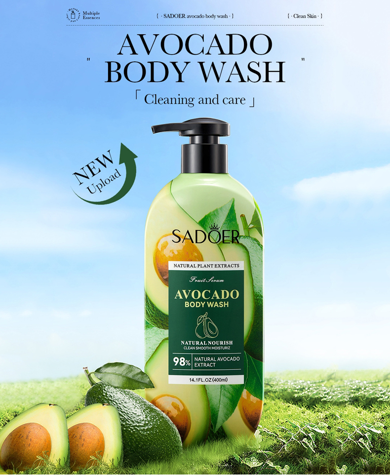 Avocado body wash deep cleansing exfoliating long-lasting moisturizing skin care shower gel ...