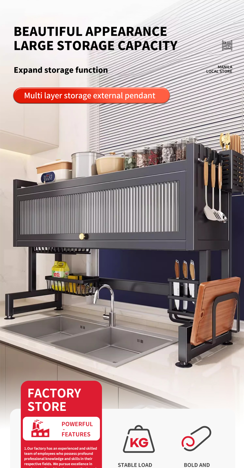 DRG Dish Rack Cabinet Dustproof Sink Rack With Cabinet Door Multi ...