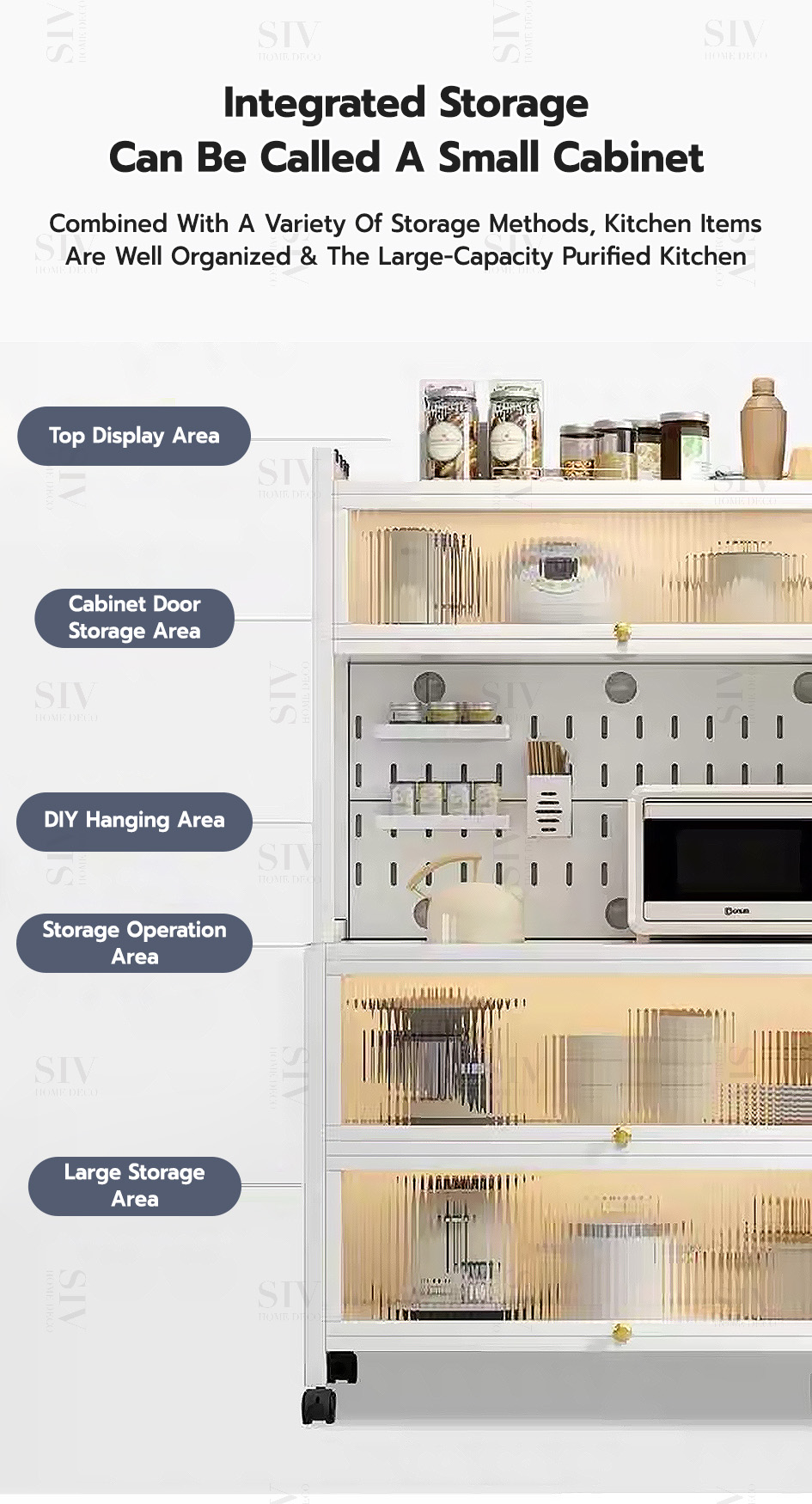 SIV Kitchen Cabinet Microwave Oven Rack Shelves With Pegboard Organizer ...