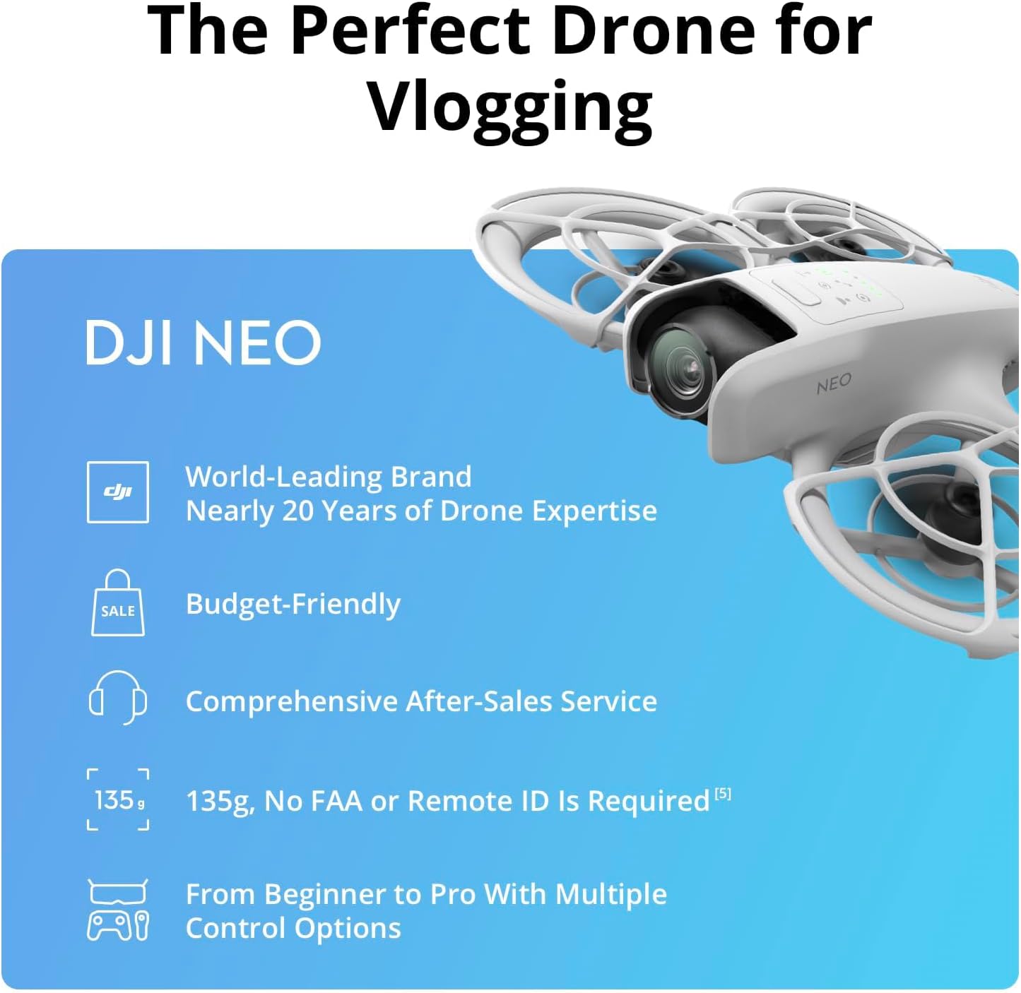 DJI Neo Camera Drone Light Weight Palm Landing Friendly Easy Control AI ...