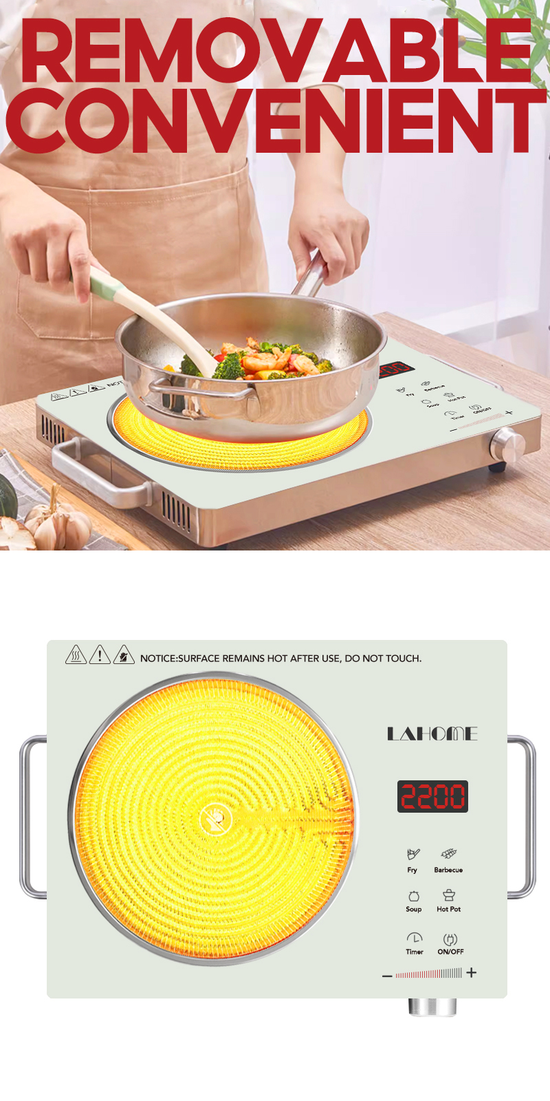 LAHOME Smart Electric Ceramic Stove Original Burner Infrared Induction ...