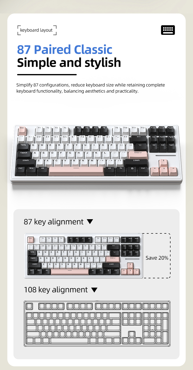 Attack Shark M87/M87 Pro V2 Tri-Mode Gaming Mechanical Keyboard ...