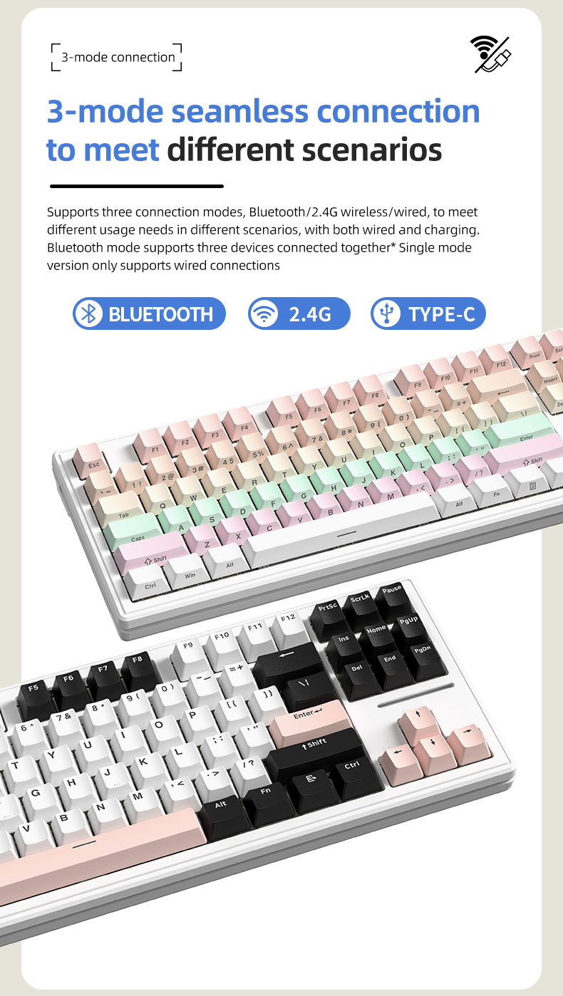 Attack Shark M87/M87 Pro V2 Tri-Mode Gaming Mechanical Keyboard ...