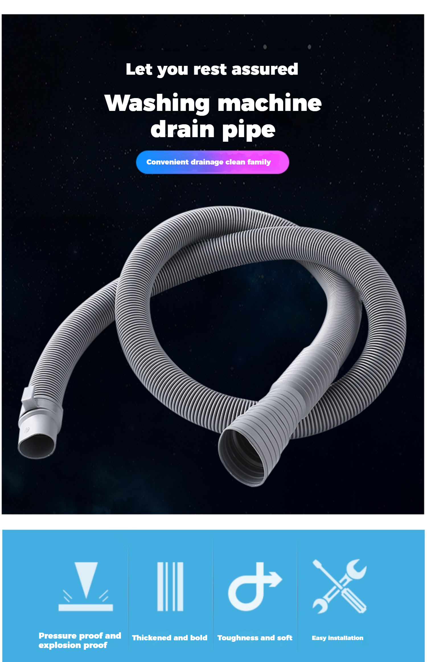 Drain washing machine hose 1-12M extension pipe hose extension outlet ...