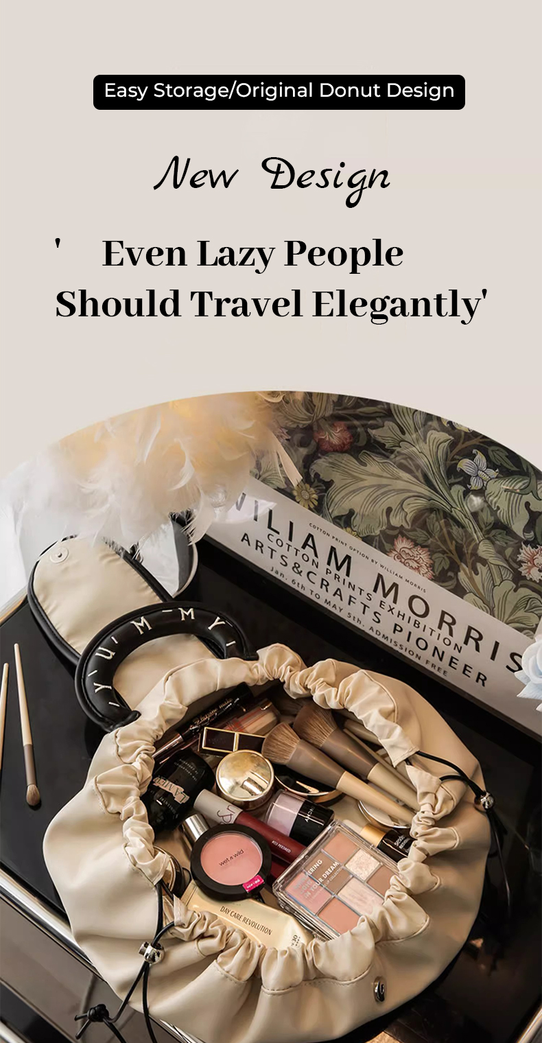 Lazy Drawstring Makeup Bag Portable Large Capacity Travel Makeup ...