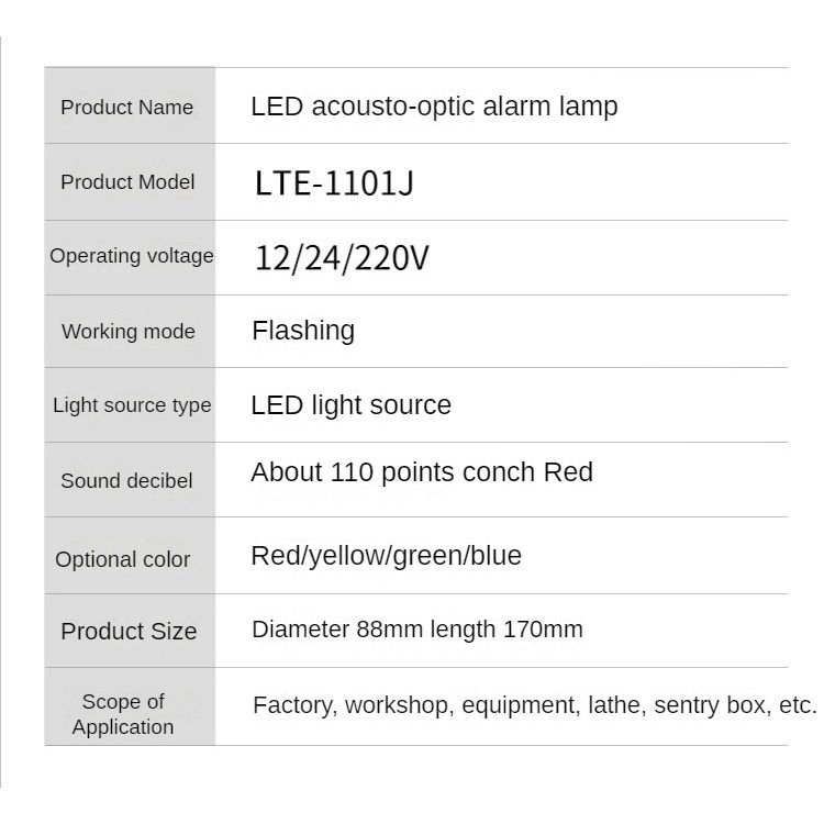 220V LED Alarm Light Warning Lamp Signal Buzzer Rotary Strobe Flash ...