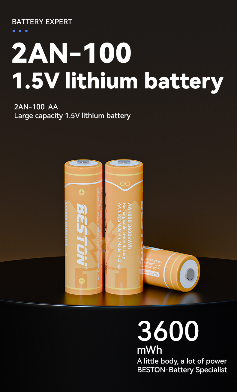 Beston Original Green Life Series AA Li-ion 1.5V 3600mWh 2400mAh ...