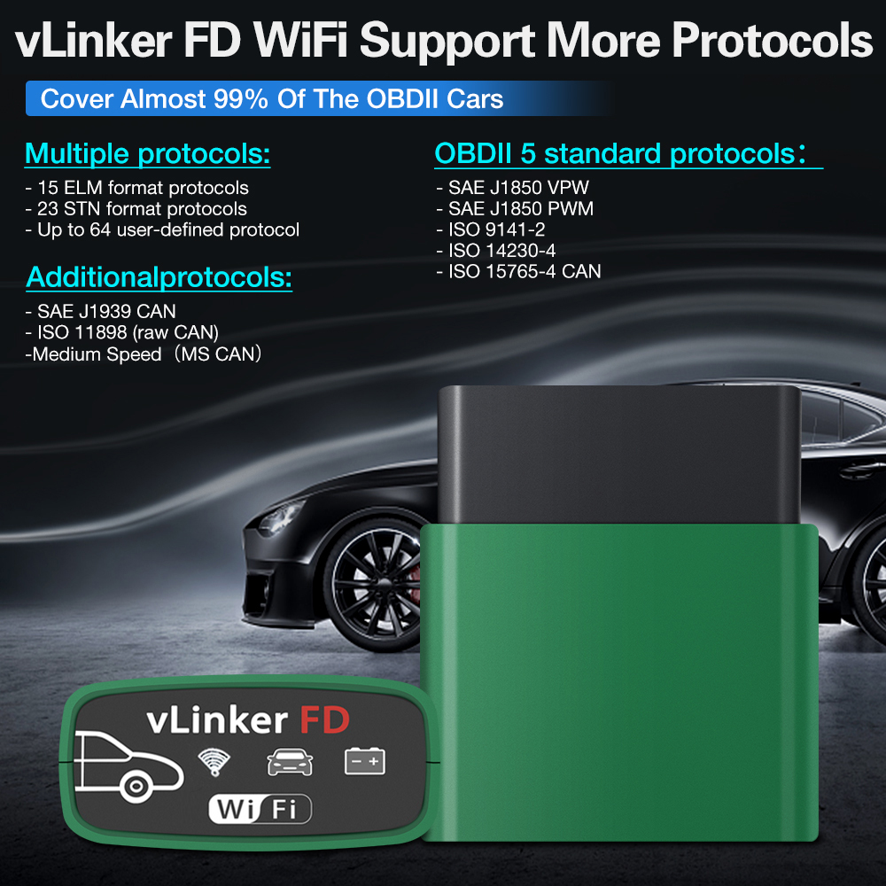 Vgate vLinker FD WiFi OBD2 Scan Tool, Diagnostic Code Reader for iOS, Android, and Windows ...