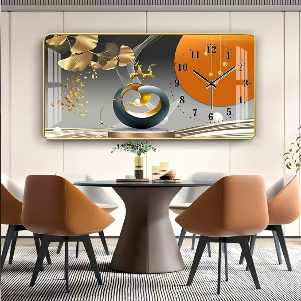 Modern clock decor painting luxury clock mural living room creative ...