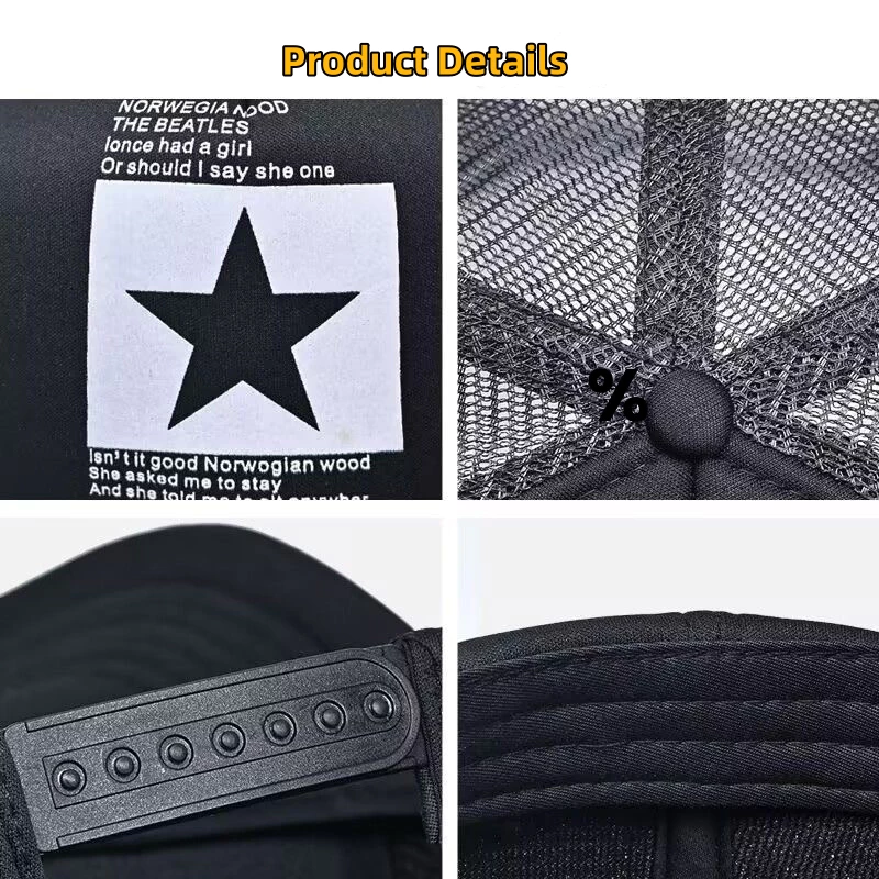 Five Pointed Star Baseball Cap Print Adjustable Trucker Cap Summer ...