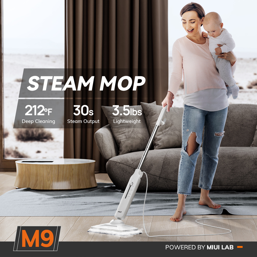 MIUI 100°C Steam Mop High Temperature Fast Heating Automatic Start and Stop Household Flat Mop ...