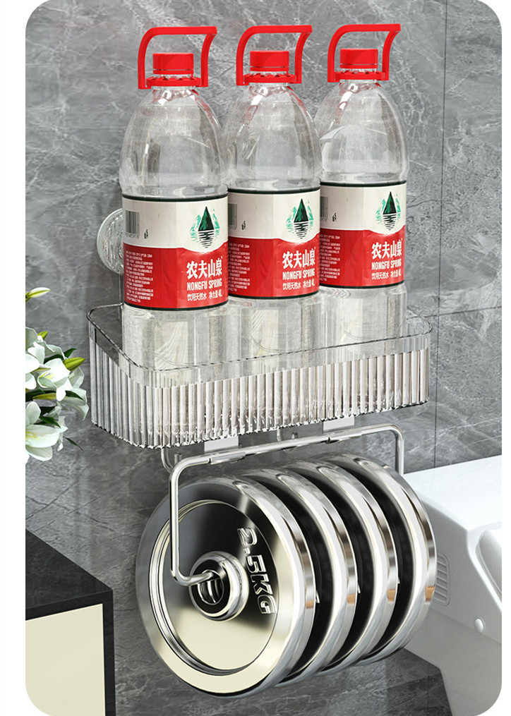 Punch-Free Bathroom Organizer Rack Wall Mounted Kitchen Storage Space ...