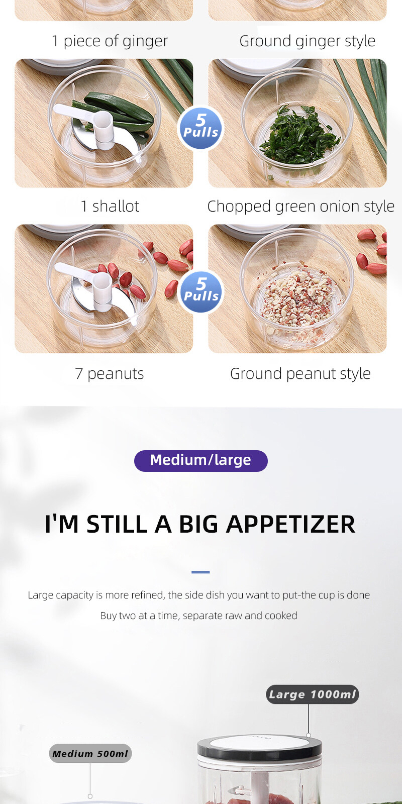 Ecoco Garlic Chopper and Onion Crusher Mini Meat Grinder Manual Food ...