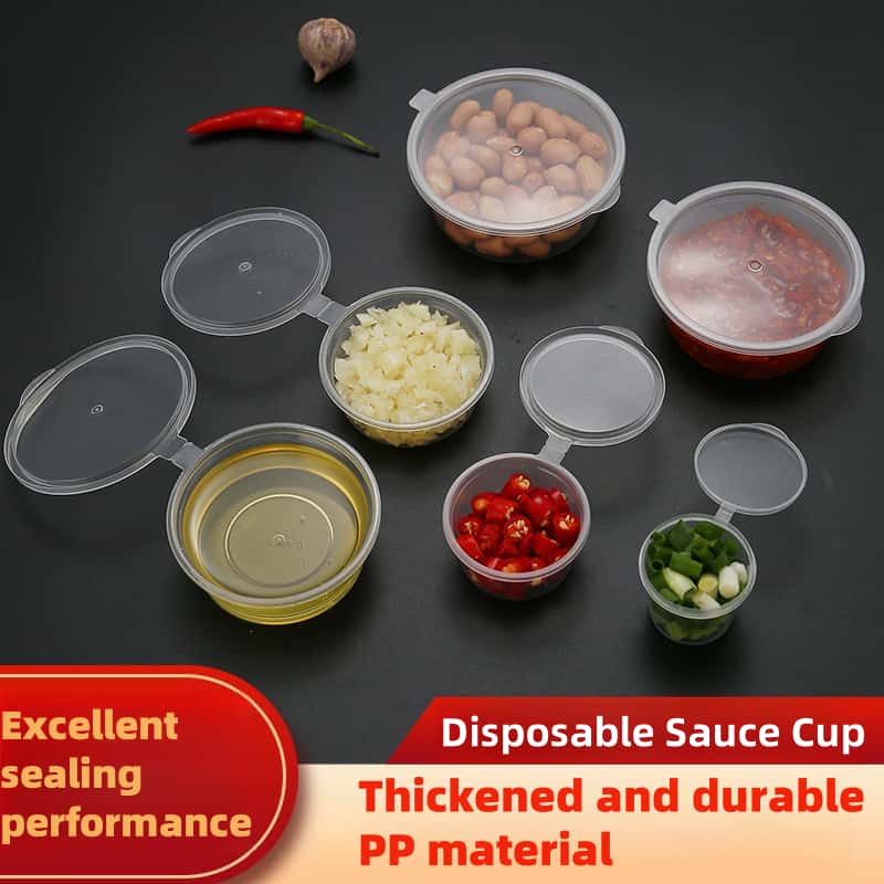 100PCS Hinged Cup Sauce Cup 1oz 1.5oz 2oz 3oz 4oz Salad Cup With Hinged ...