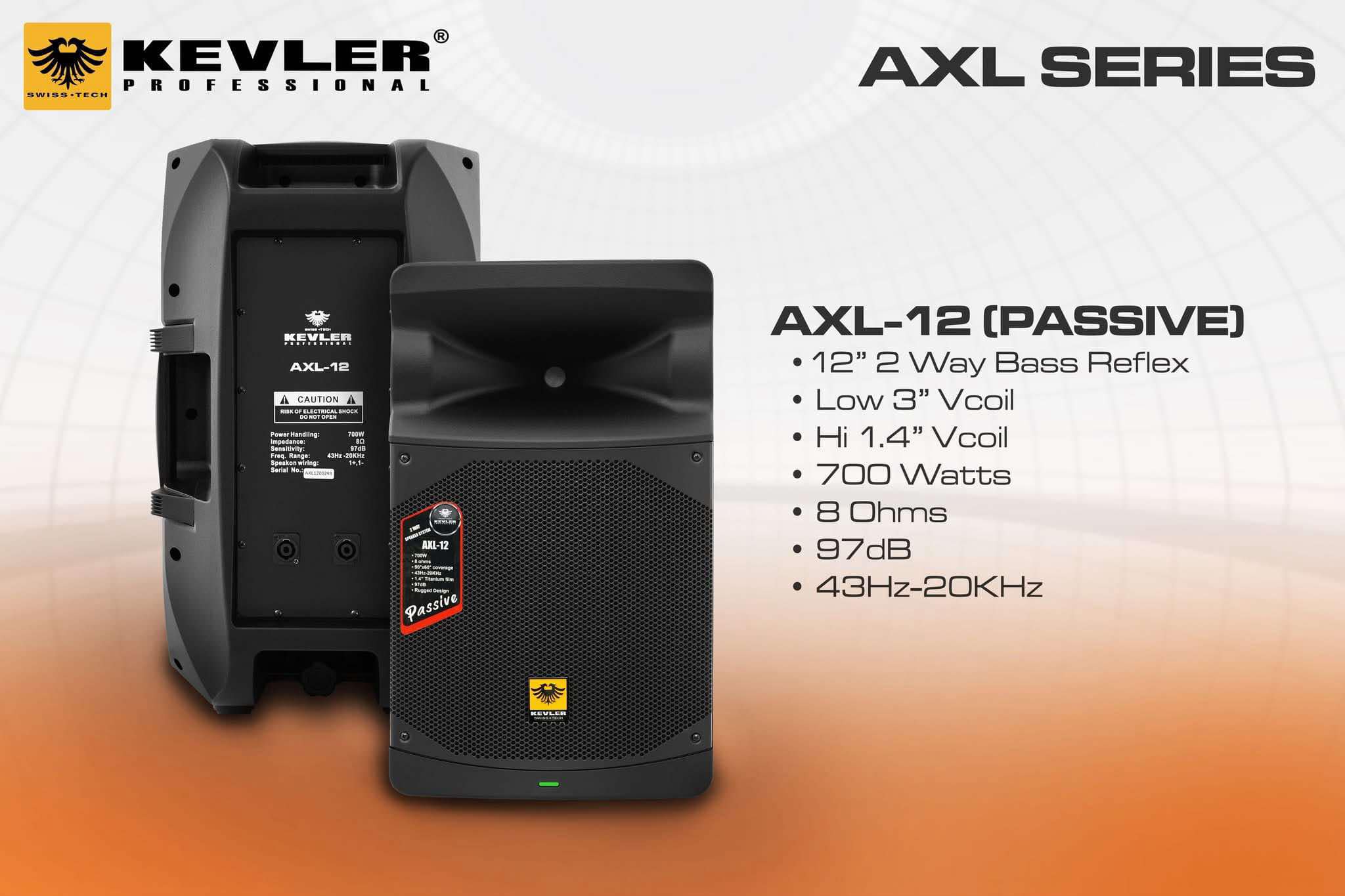 1pc. Kevler AXL 12 Passive 12 inch 2 Way Bass Reflex 700 Watts 8 ohms ...