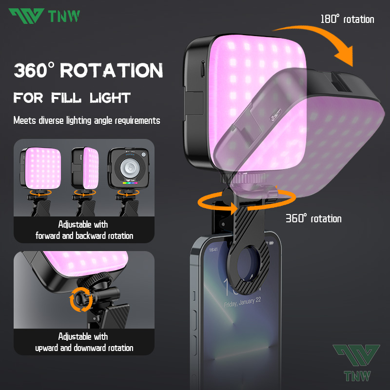 TNW DC07 LED Selfie Light RGB Magnetic Camera Light Magnetic Portable ...