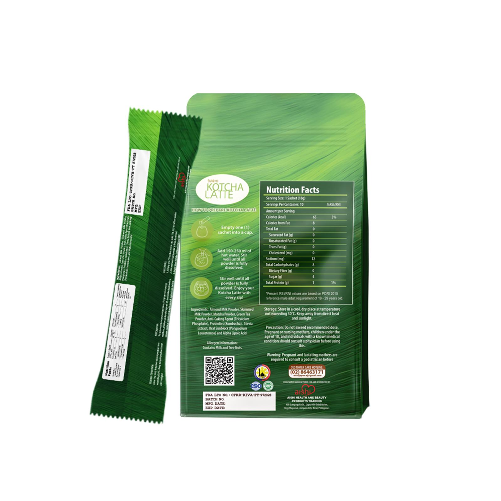 KOTCHA (Kombucha Probiotic + Matcha Green Tea) Latte Drink with Oral ...