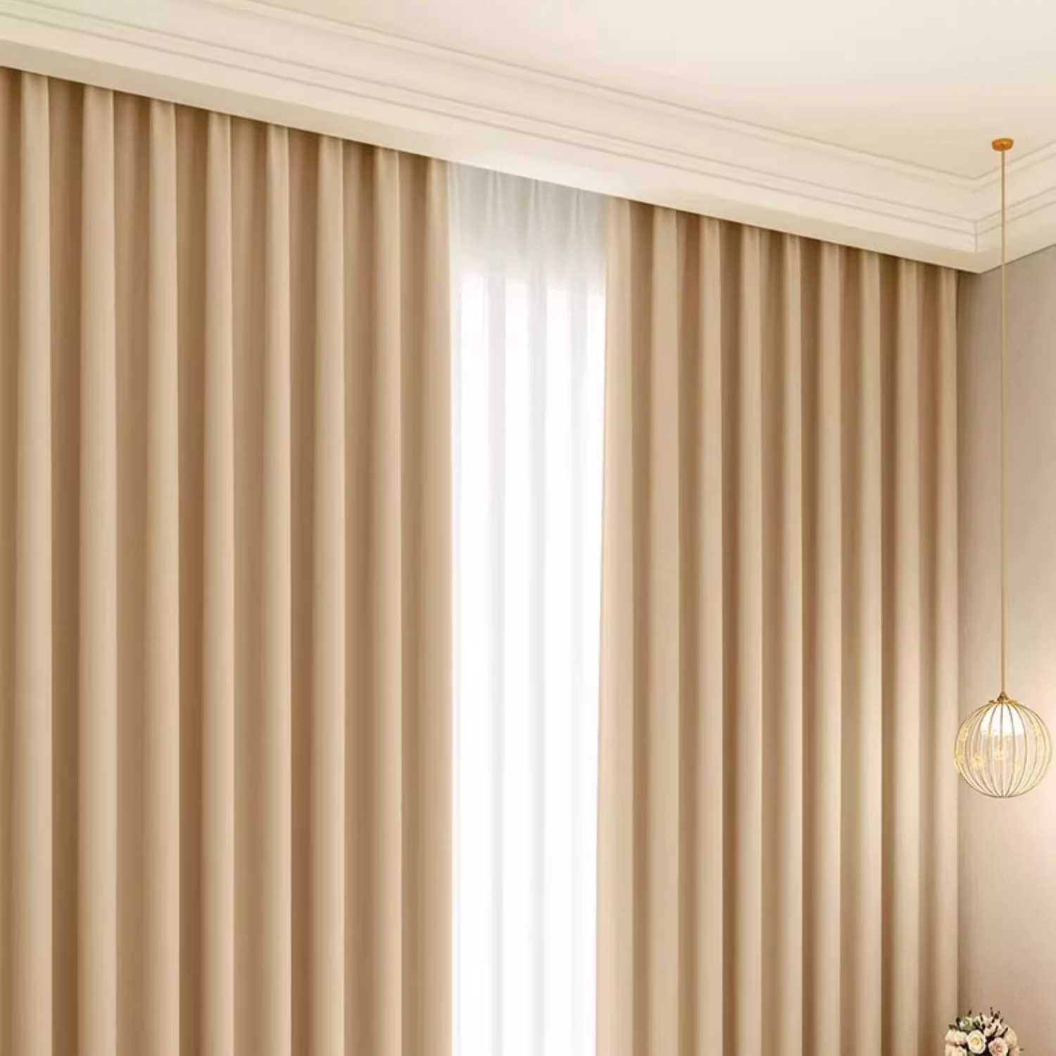 Cream Color Aesthetics Blackout Curtains for Bedroom Thickened Curtain ...