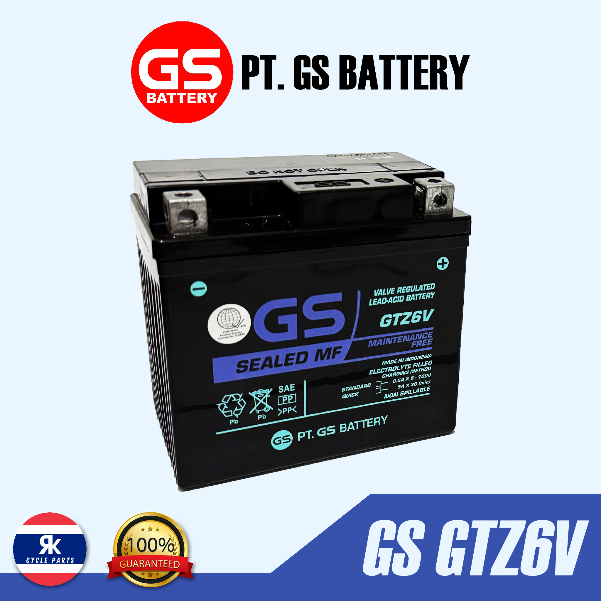 GS Battery GTZ6V for Honda Click 125/150/160 V1 V2 V3 Motorcycle ...