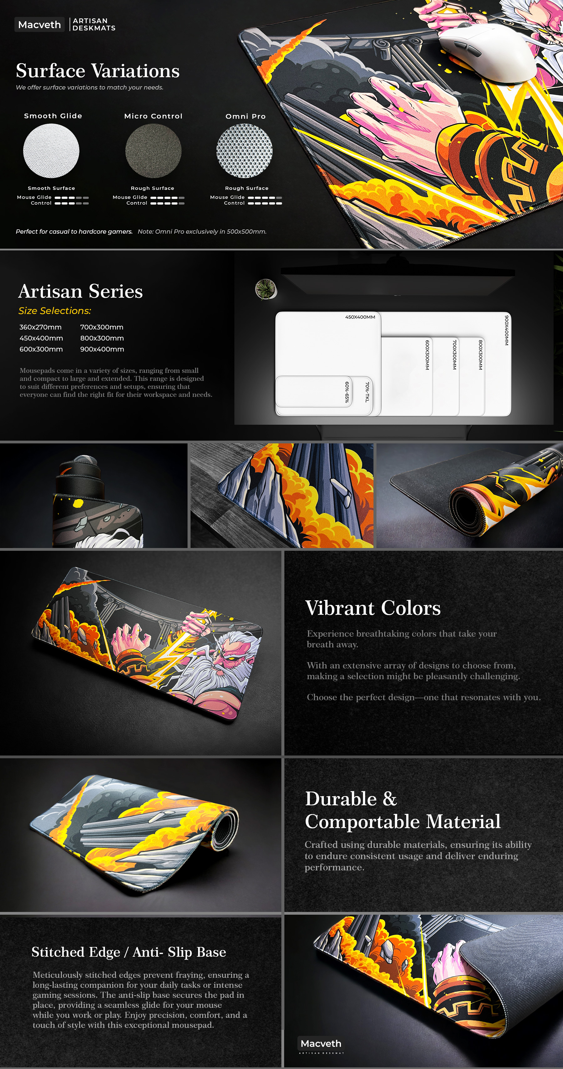 Macveth Artisan Deskmat | Genkaku Mousepad | Extended Large Gaming ...