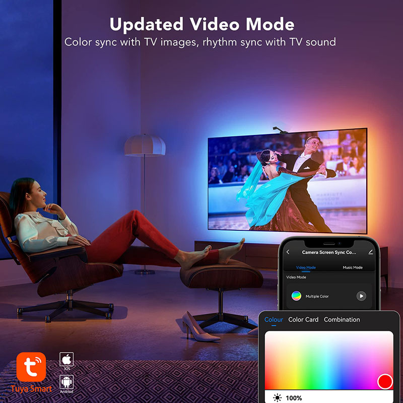 TUYA Unvisual TV Atmosphere Lights LED Backlights with Camera RGBIC for ...