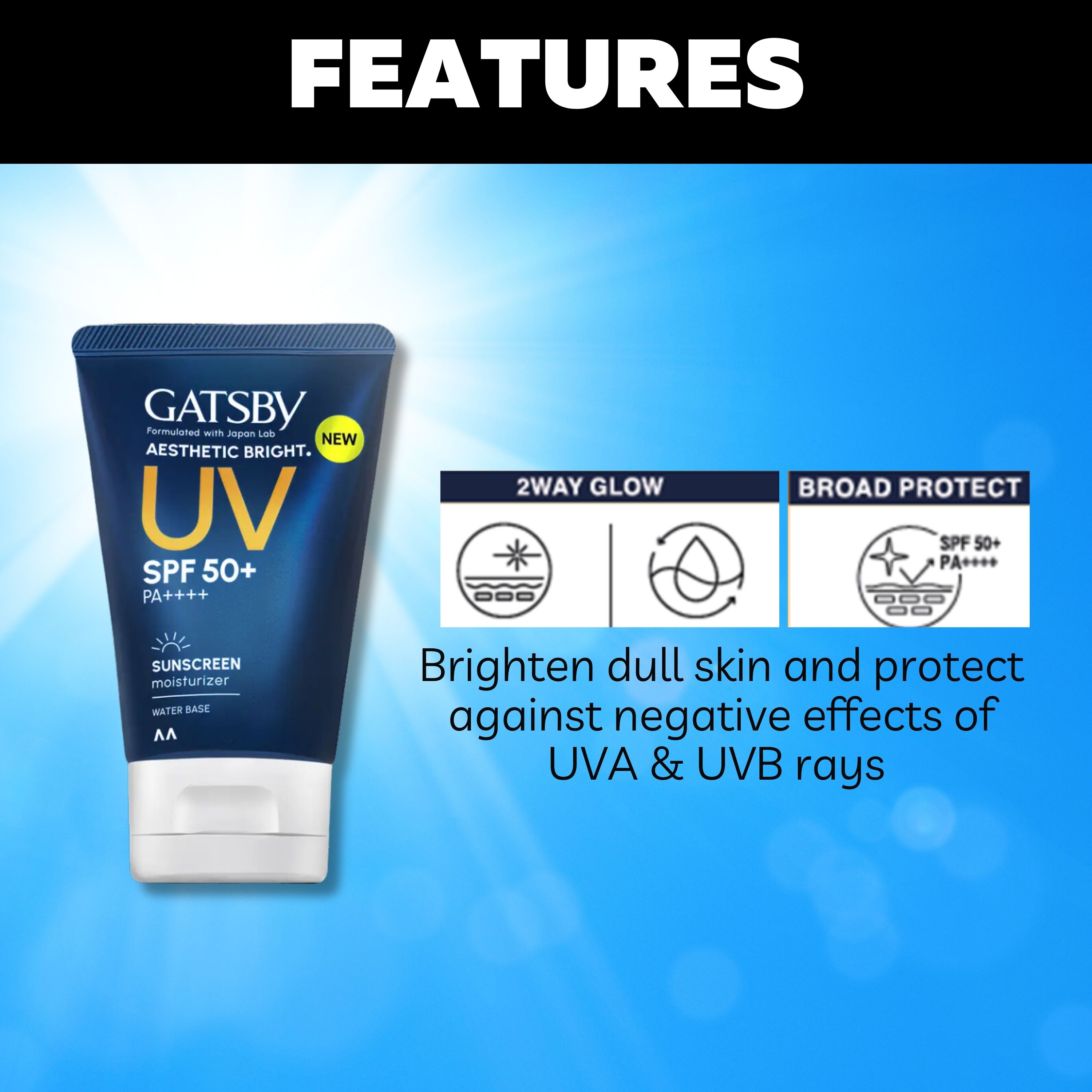 GATSBY AESTHETIC BRIGHT MOISTURIZER SUNSCREEN 40ml | Shopee Philippines