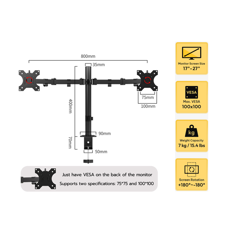 EXPOSE Monitor Arm Mount 720 Degree Rotation Pneumatic Device Support ...