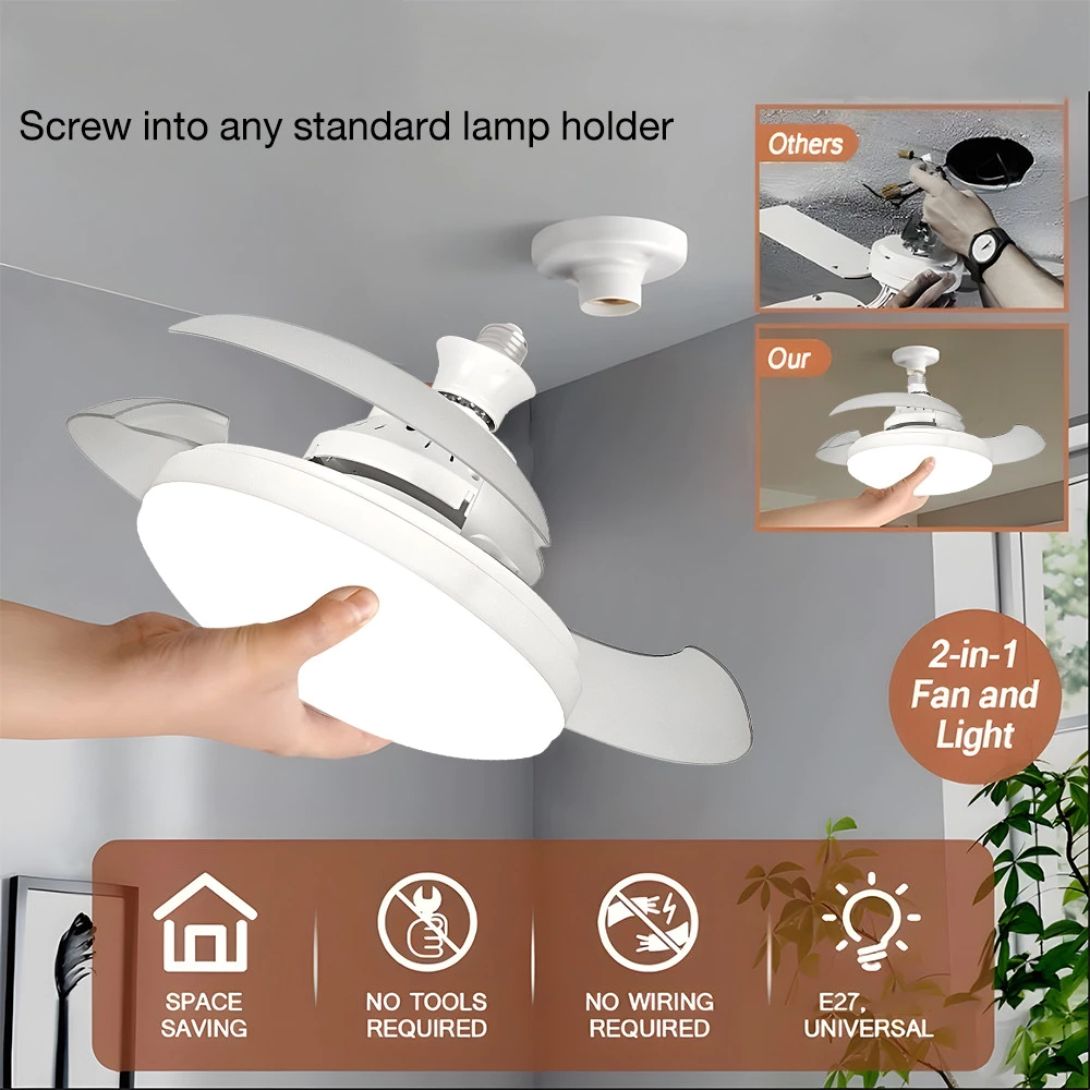 Fandis Invisible Fan Light Ceiling Fans Light E27 Base Ceiling Fan ...
