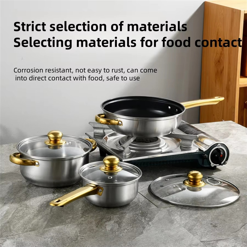 12 PCS Cookware Set Stainless Steel Kitchenware Combination Kitchen ...