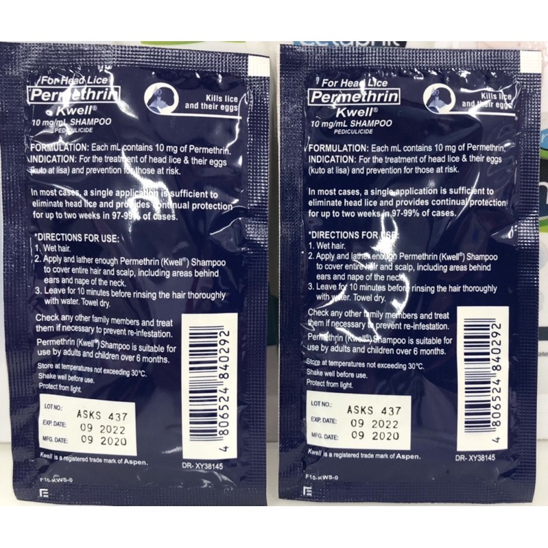 Kwell Shampoo Sachet Lice Kuto Remover 1pc Head Lice Treatment Shampoo ...