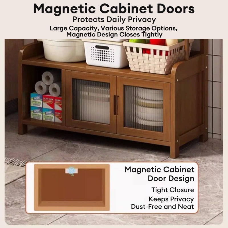 Multi-function Kitchen Wooden Organizer Kitchen Storage Rack With Multi ...