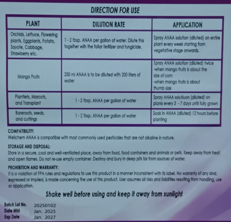 Anaa Plant Growth Hormone by Wellchem ( Pampaugat ng Halaman/Pananim ...