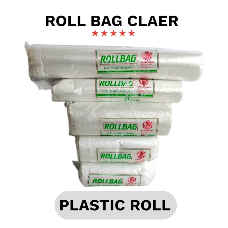 5 Rolls Durable HD Plastic Roll Bags for Laundry, Food Packaging and ...
