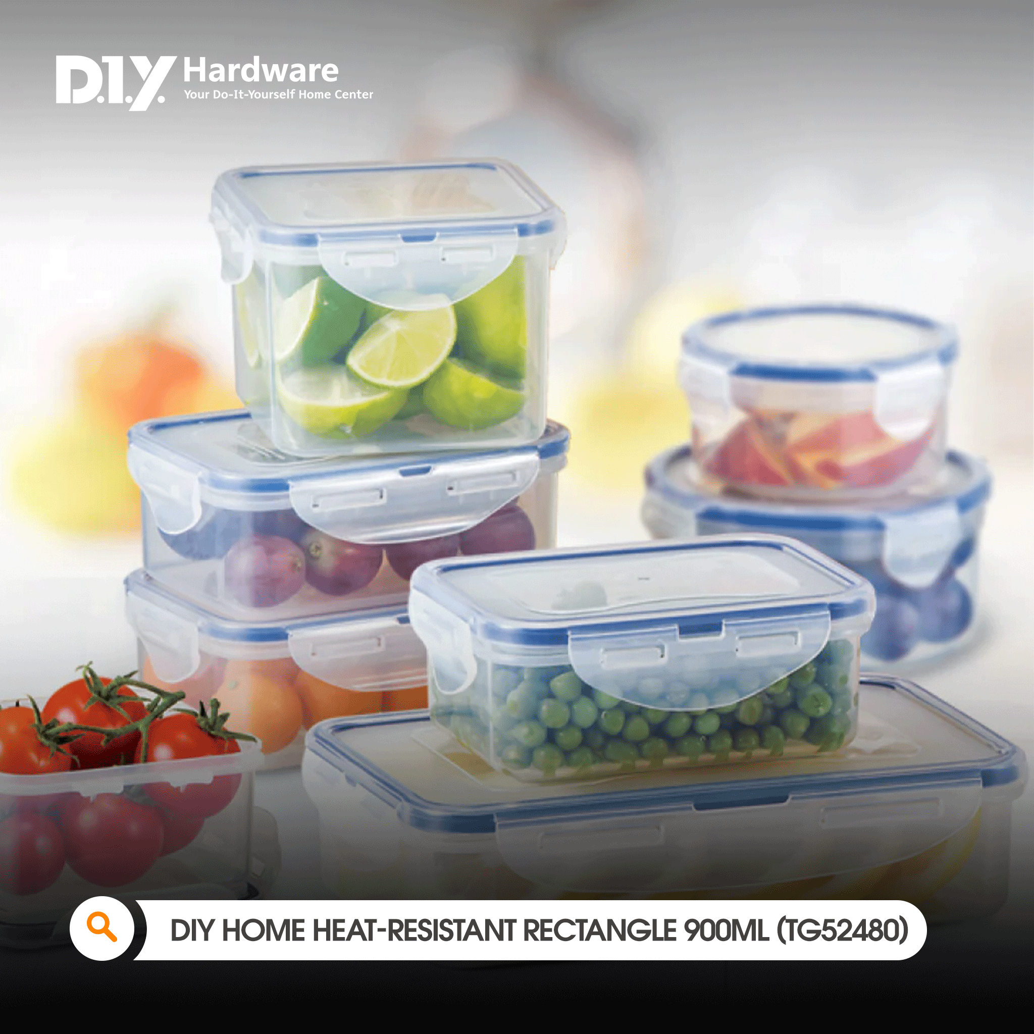 DIY HOME by DIY Hardware Heat-Resistant Rectangle Food Container 900ml ...