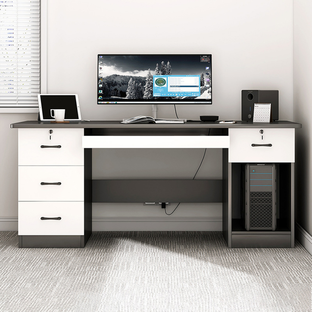 Computer Desk with 4 Drawers and Keyboard Tray multifunction office ...