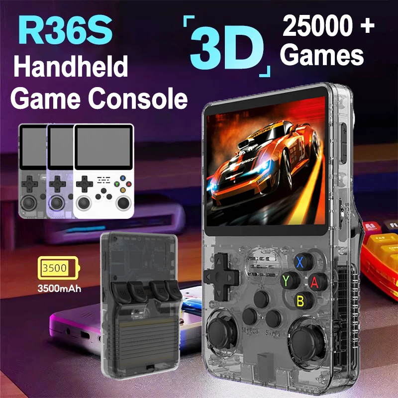 R36s Retro Portable Handheld Game Console With 20000 Games 3.5Inch IPS ...