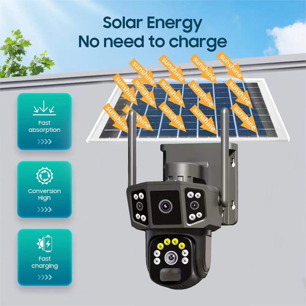 V380 Pro Solar CCTV Camera Outdoor Wifi Motion Detection 360°Panorama ...