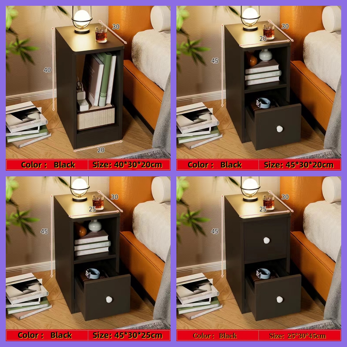 Nordic Concise Modern Bedside Tables Solid Wood Bedroom Storage Mini ...