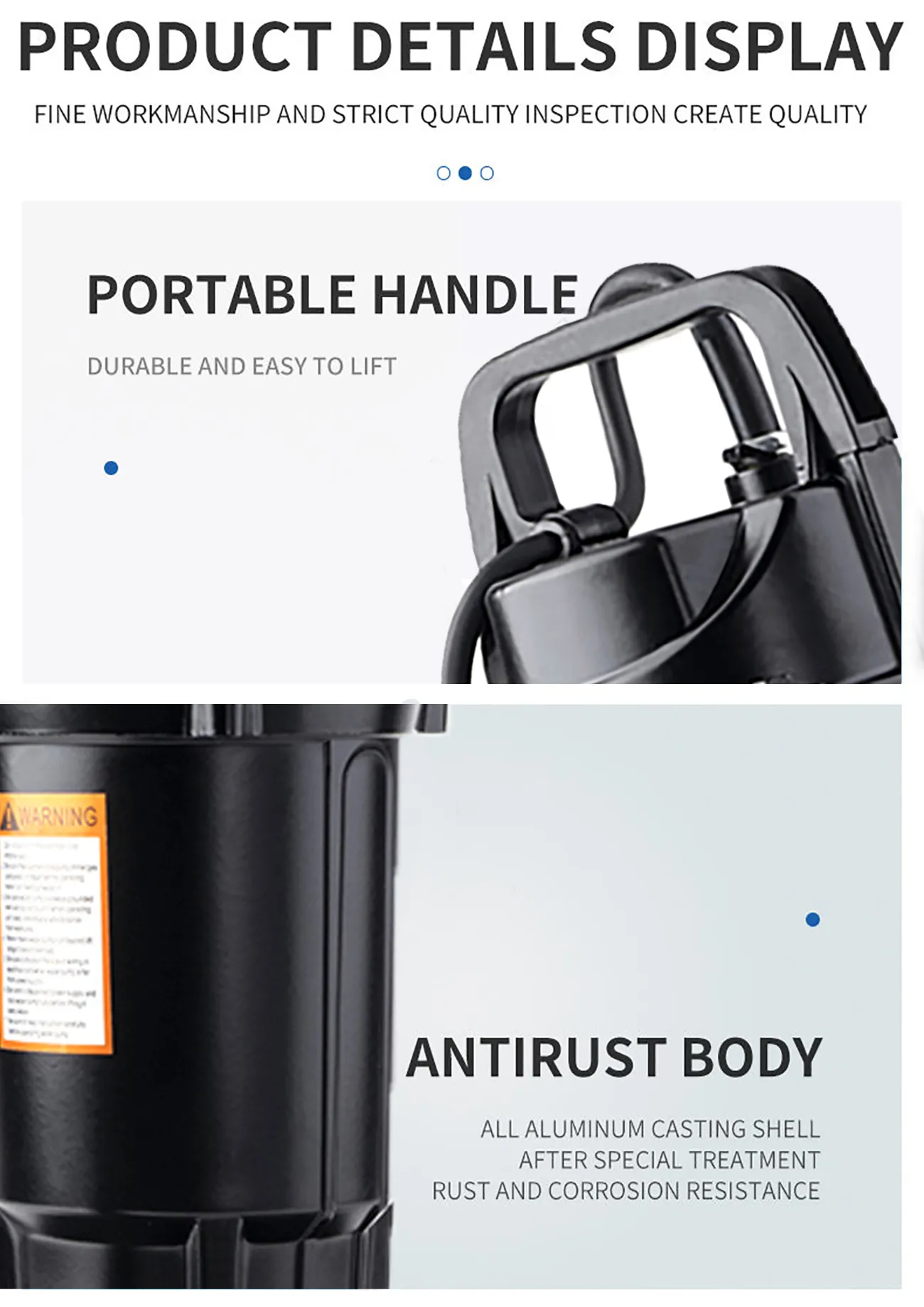 Submersible Pump 220V 60Hz High Lift Clean Water Pump Pure Copper Motor ...