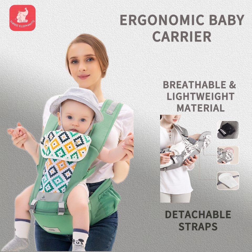Baby carrier breathable and stable baby hip seat front and rear dual ...