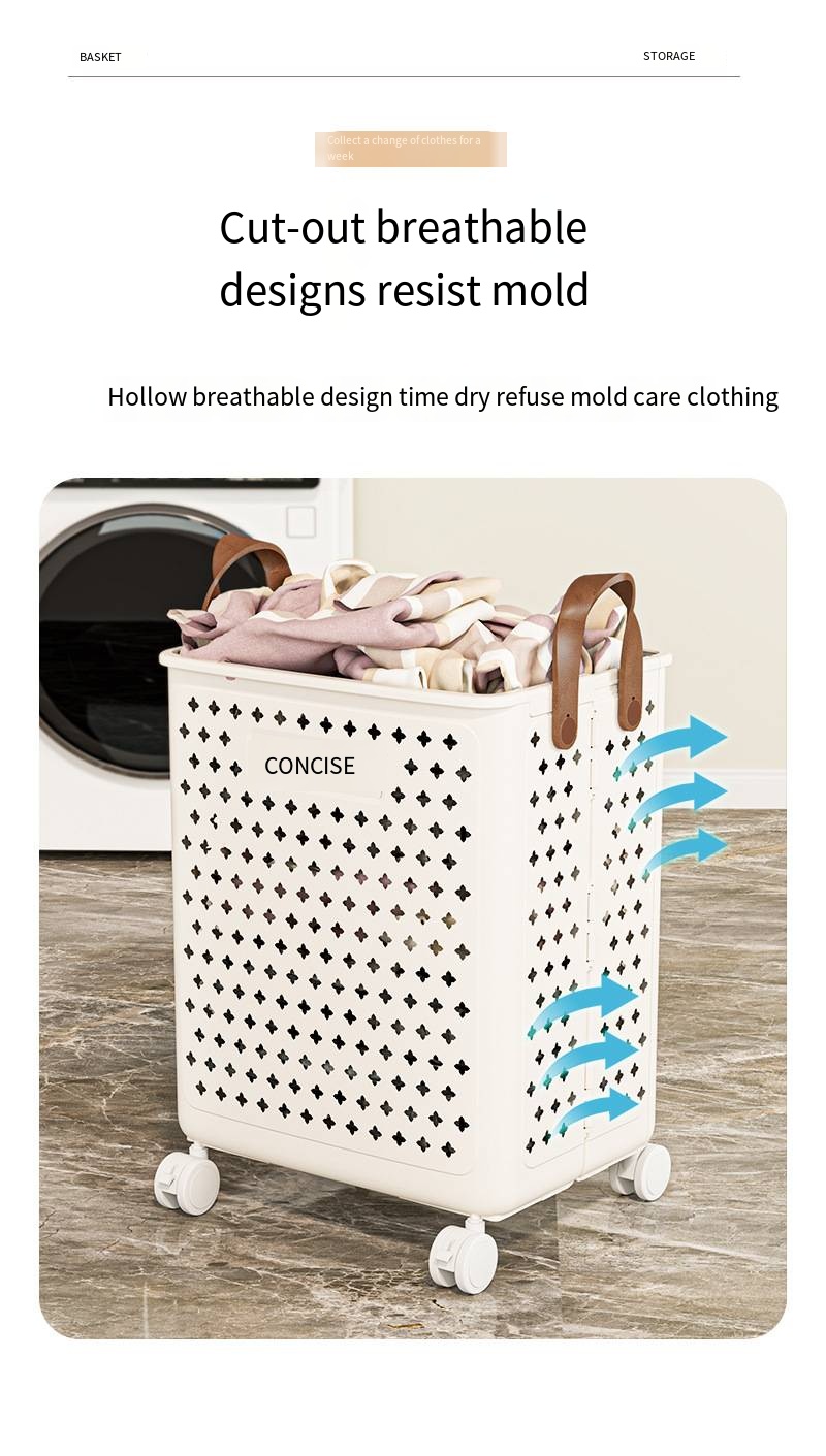 Foldable Laundry Basket With Wheel Multi-Function Household Dirty ...
