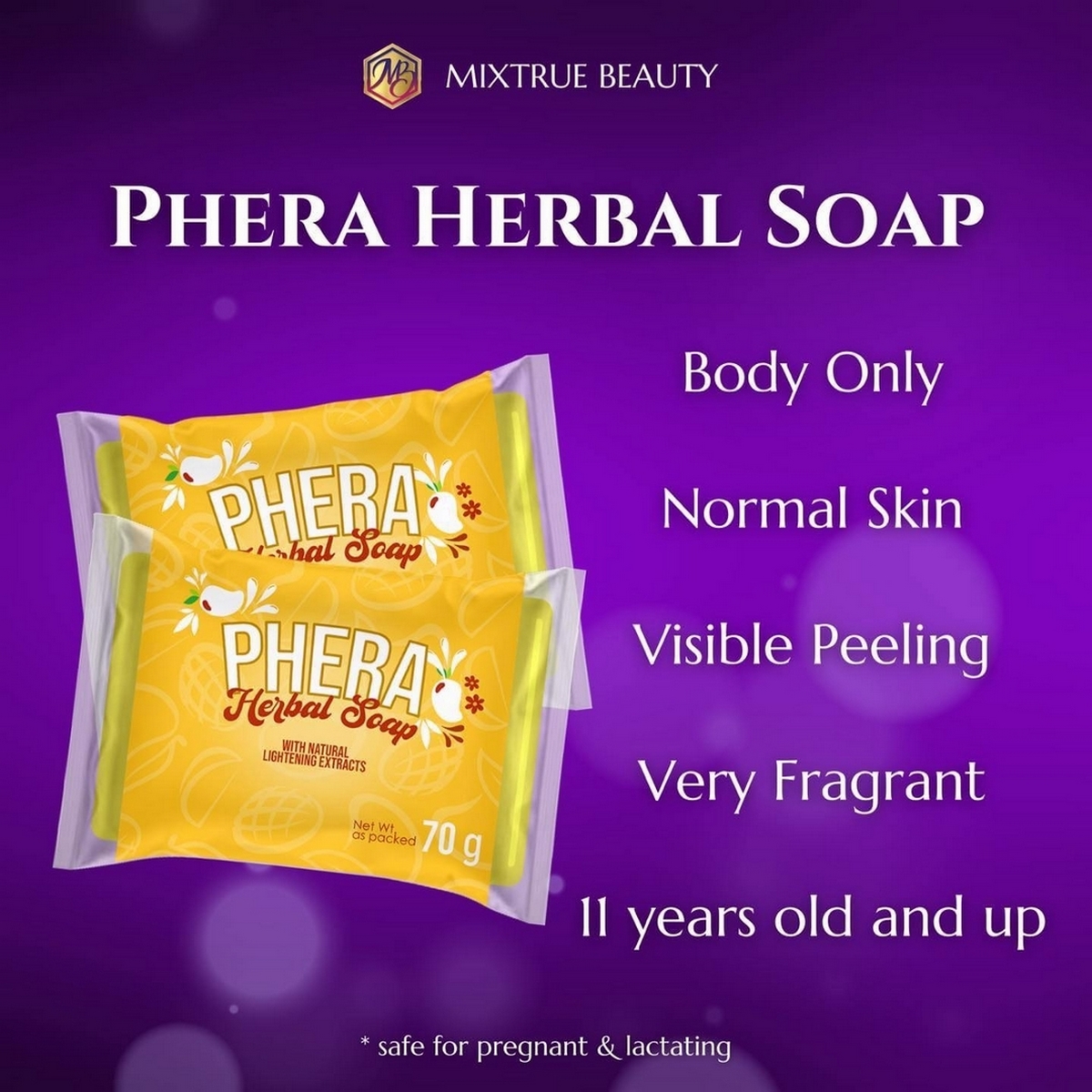 Phera Herbal Soap (70g) by Mixtrue Beauty; Whitening Soap for Body -Sabon Pampaputi ng Buong ...