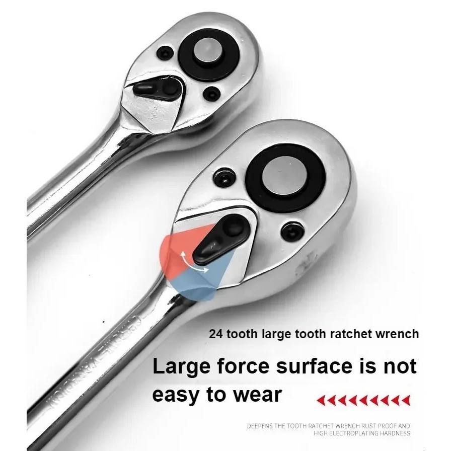 12PCS 1/2 inch Drive Ratchet Wrench CR-V Socket Kits Mechanic Spanner ...