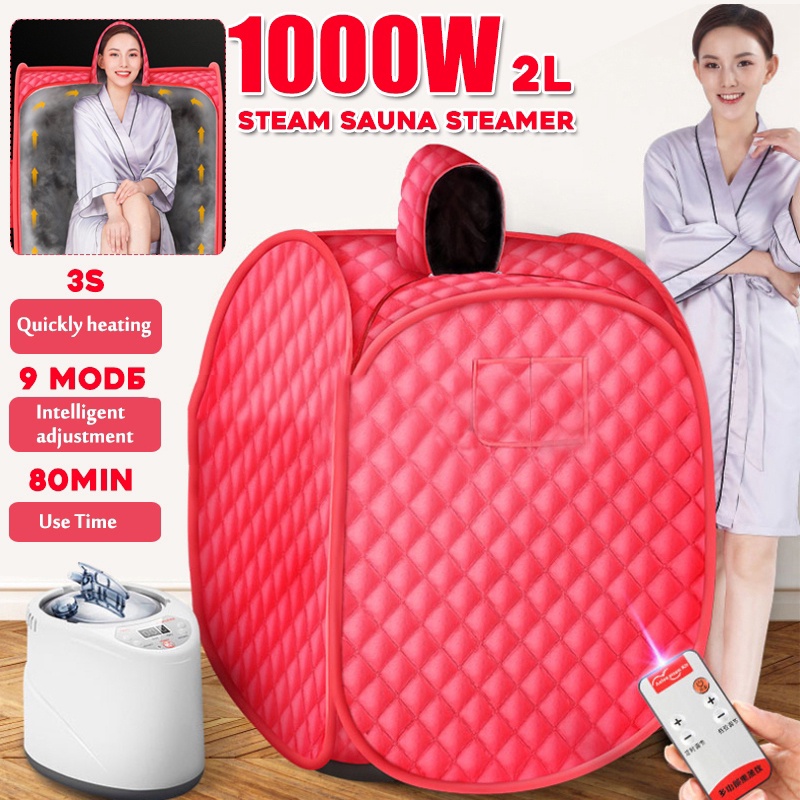 Double Sauna Steambath Portable Foldable Steam Sauna Sweat Box Home ...