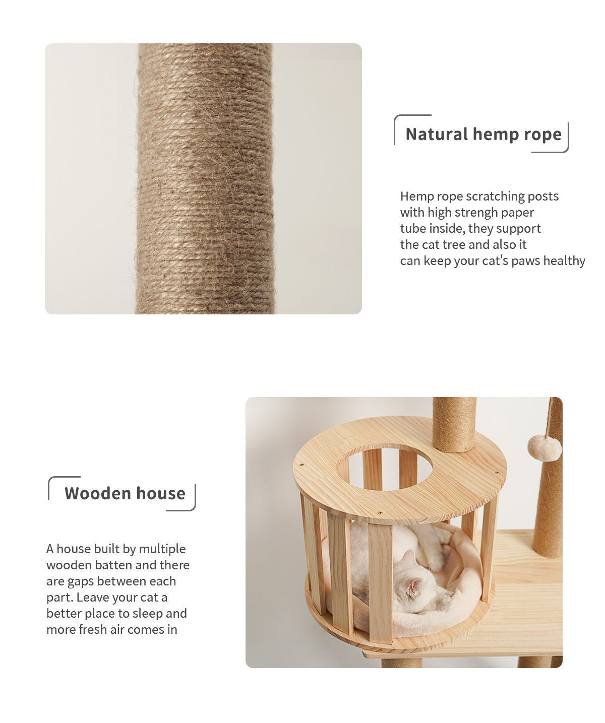 Osti Solid Wood Cat Tree Cat Tower for Indoor Cats Kitty Cat Condo Pet ...
