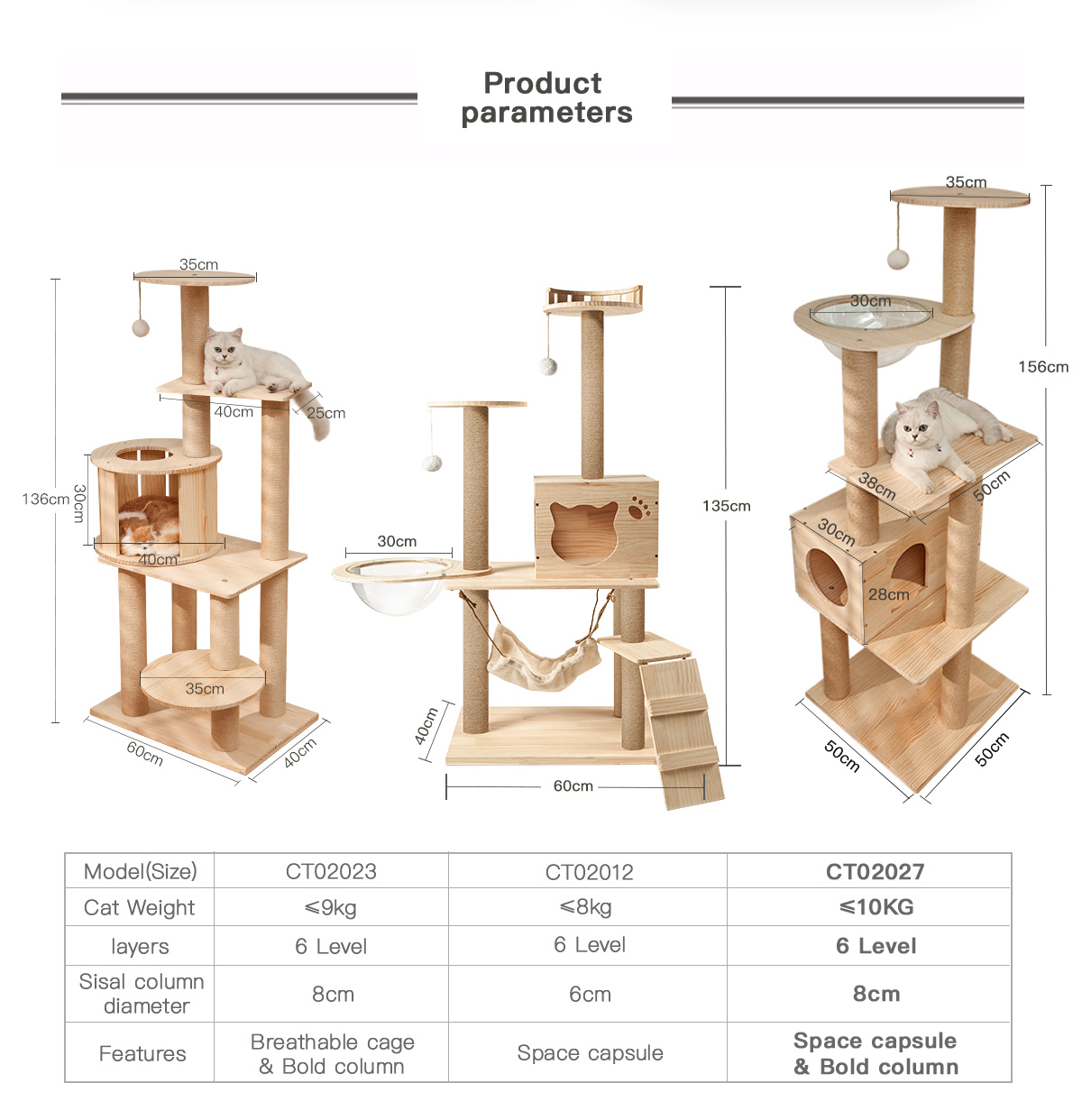Osti Luxury Modern Real Wood Cat Tree Tower Wooden Cat Tree All in One ...