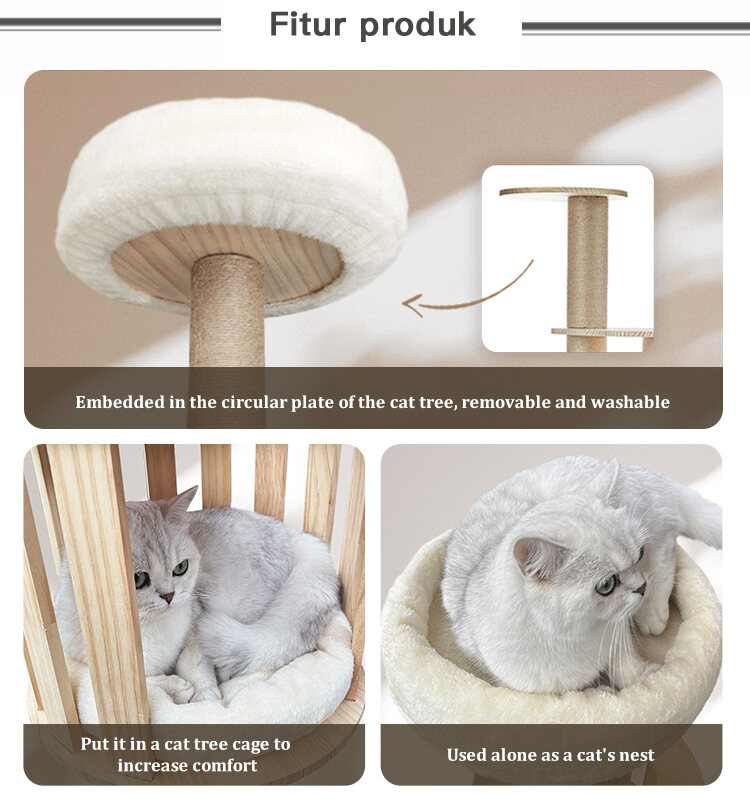 Osti Dismountable Round Coral Fleece Cat Perch Pad for Cat Trees, Soft ...
